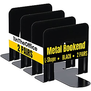 Economy Bookends, Standard, 4 3/4 x 5 1/4 x 5, Heavy Gauge Steel, Black - Sold as 2 Packs of - 2 - / - Total of 4 Each will be received