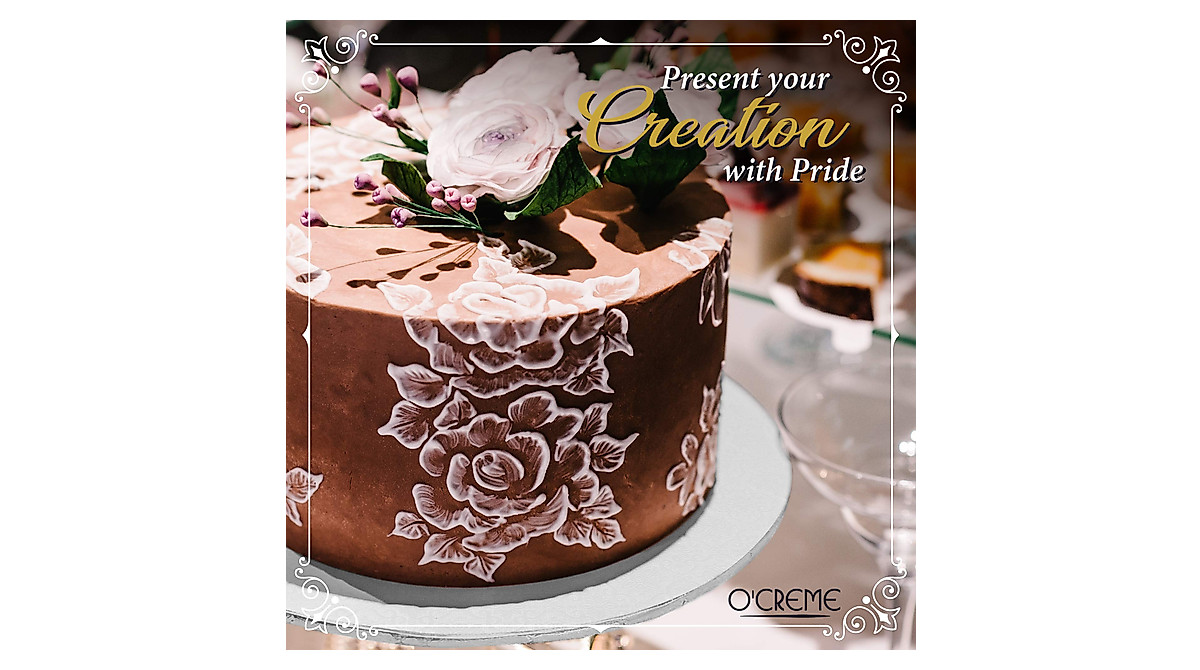 O'CREME White Wraparound Cake Pastry Round Drum Board 1/4 Inch Thick ...