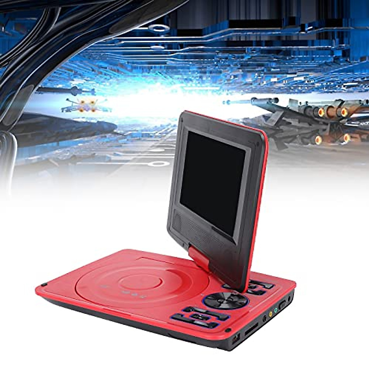 6.8 Inch Portable DVD Player, Car TV Player Portable HD Children's DVD Player Multifunctional Convenient Mobile DVD Player for Car and Outdoor 110‑240V(red)