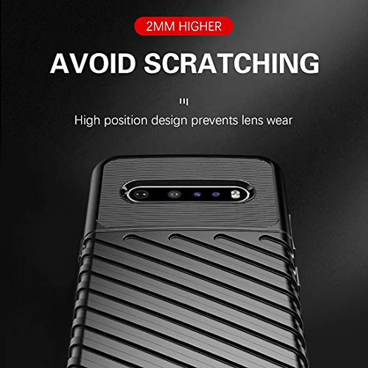 Sucnakp for LG V60 Thinq Case LG V60 Case Shock Absorption Anti Scratch Heavy Duty Durable Drop Protection Cell Phone Cover for LG V60 Thinq（LT Black）