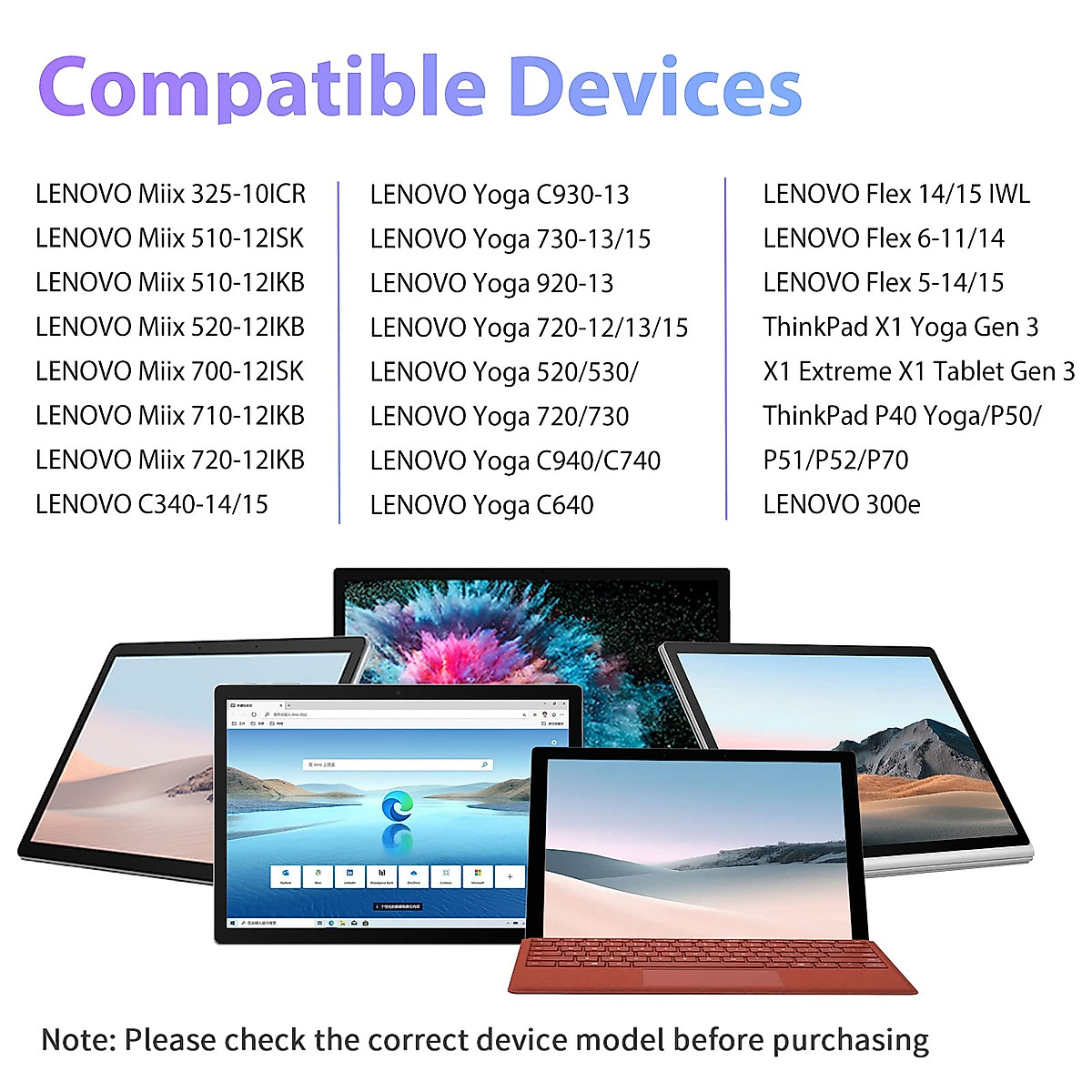 Digital Pen for Lenovo Touchscreen Laptop, Active Capacity Stylus Pen for Lenovo ThinkPad x1 Yoga Miix IdeaPad Flex 5/6 with 2048 Levels of Pressure