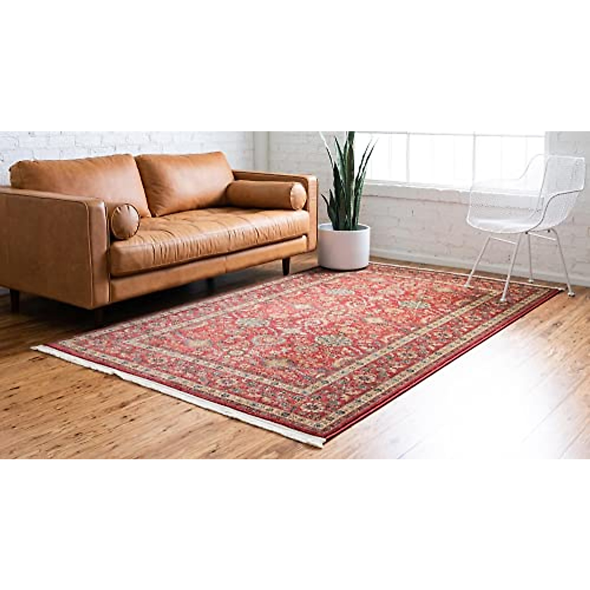 Rugs.com Chelsea Collection Rug – 5' x 8' Red Medium Rug Perfect for Bedrooms, Dining Rooms, Living Rooms