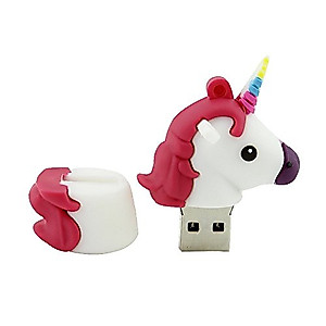 Lingtoolator cta Novelty Unicorn Shape Design 32GB USB 2.0 Flash Drive Cute Memory Stick Horse Thumb Drive Data Storage Pendrive Cartoon Jump Drive Gift (White) (32GB)