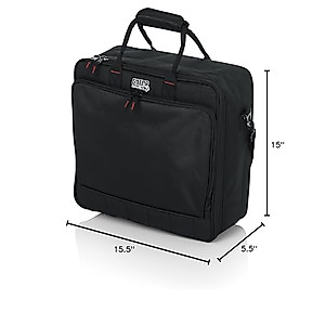 Gator Cases Padded Nylon Mixer/Gear Carry Bag with Removable Strap; 15.5" x 15" x 5.5" (G-MIXERBAG-1515),Black