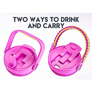 Meoky 50 oz Tumbler with Handle, Stainless Steel Vacuum Insulated Water Bottle, Keeps Cold for 36 Hours, 100% Leak Proof, BPA-free, Non-slip Base (Carnival)