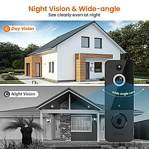 Biglory Video Doorbell Camera Wireless with Chime, AI Human Detection, 2-Way Audio, Live View, 2.4G WiFi, Night Vision, Cloud Storage, Battery Powered, Indoor Outdoor Surveillance