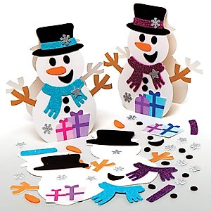 Baker Ross AX531 Snowman Mix & Match Card Kits - Pack of 6, Personalize Your Own Festive Cards, Arts and Crafts for Kids
