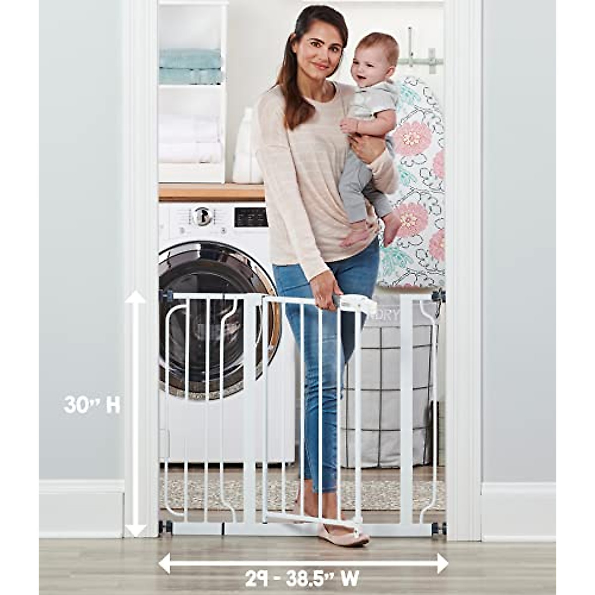 Regalo Easy Step 38.5-Inch Wide Walk Thru Baby Gate, Includes 6-Inch Extension Kit, 4 Pack Pressure Mount Kit, 4 Pack Wall Cups and Mounting Kit