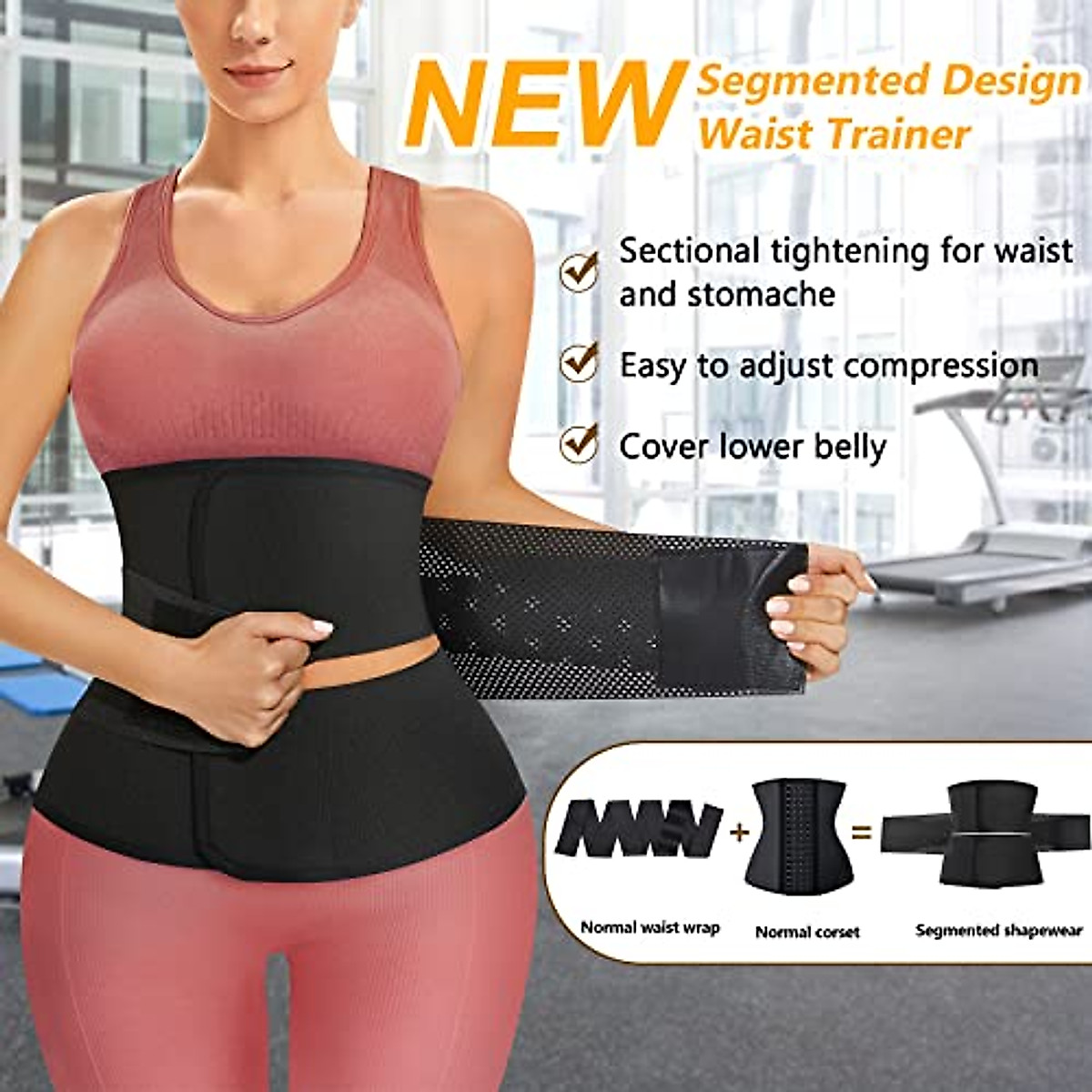 AOSBOEI Waist Trainer for Women Workout Waist Cincher Trimmer Underbust Corset Tummy Control Hourglass Body Shapewear Black