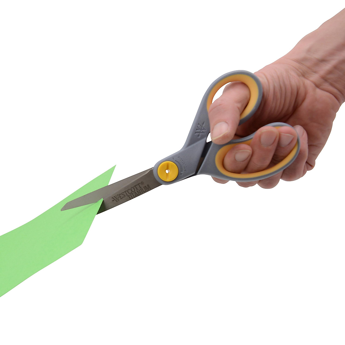 Westcott 13901 8-Inch Titanium Scissors For Office and Home, Yellow/Gray, 2 Pack