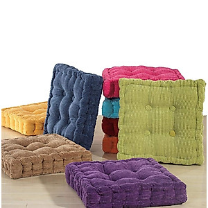 ChezMax Floor Pillow & Cushion, Large Meditation Chair Cushions, Thick Square Seat Pad, Soft Velvet Tufted Seating Pouf for Indoor/Outdoor Yoga Bench Rocking Chair Room Tatami Sofa, Dark Blue 20"x20"