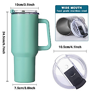 Gome 40 oz Tumbler with Handle - Stainless Steel Cup with Straw - Insulated Coffee Mug with Lid - Daisy Birthday Gifts for Women - Hand Wash Only Eucalyptus Green