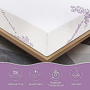 Hcore 8 Inch Twin Memory Foam Mattress,Cooling Lavender  Mattress in a Box,Medium-Firm Mattress Made in USA,Pressure Relief & Temperature Regulation,Fiberglass-Free,CertiPUR-US Certified