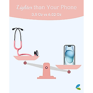 FriCARE Lightweight Stethoscope - Stethoscopes for Nurse Medical Nursing Students - Classic Home Health Diagnostic Kit, StethoMedic Essentials, Lifetime Warranty & FSA HSA Eligible (Pearl Pink)