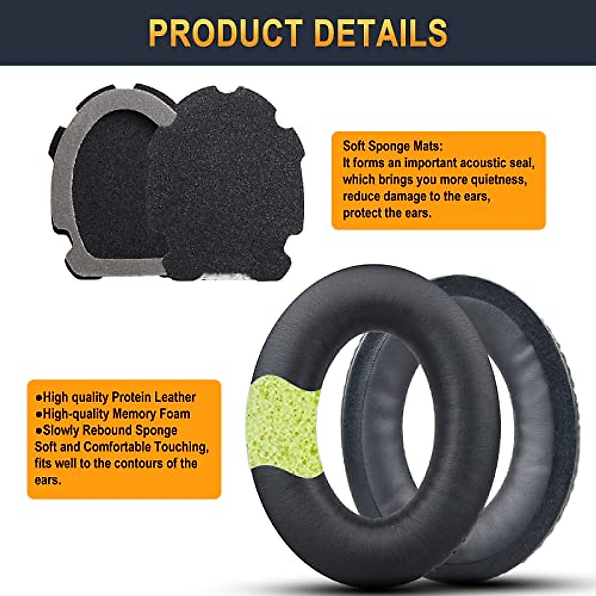 Replacement Ear Pads for Bose Aviation A20, Earpads Cushions Compatible with Bose Aviation Headset X A10 A20, Durable Leather Slow Rebound Memory Foam (Black)