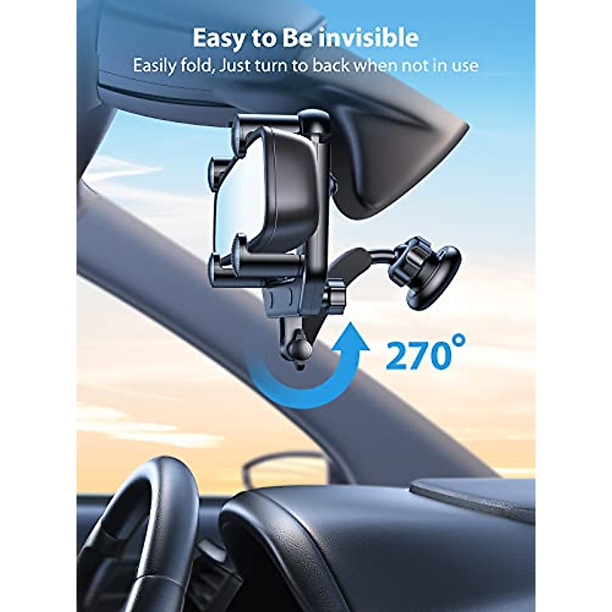 VICSEED Upgraded Magnetic Phone Mount for Car, [Big Rear Mirrors Friendly] Rear View Mirror Phone Holder, Strong Magnet Cell Phone Holder Car Cradle Hands Free Car Mount Fit All Mobiles & Vehicles