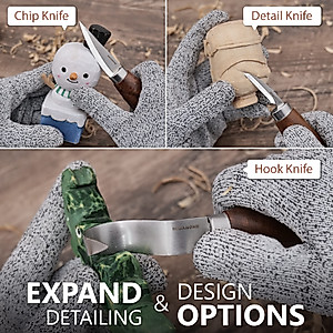 Wood Whittling Kit for Beginners - Experience Ideal for Novice Wood Carvers, Complete with 3 Carving Knives, 8 Basswood Blocks, and Safety Gloves. A Great Wood Carving Tools Set for Adults and Kids