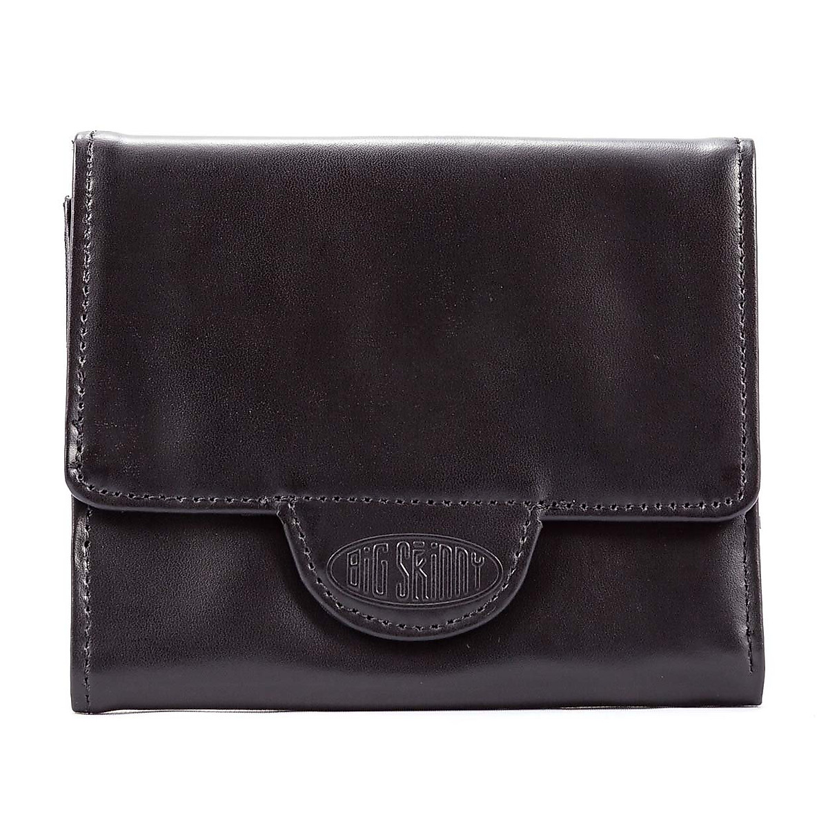 Big Skinny Women's Trixie Leather Tri-Fold Slim Wallet, Holds Up to 30 Cards, Black