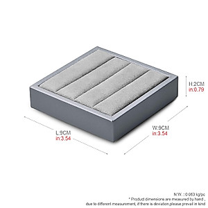 Oirlv Premium Leather Ring Display Stand Small Ring Tray Showcase Jewelry Display Rings Holder Home Organizer(Light Grey)