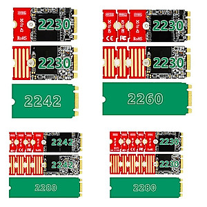 Acxico 2 Pcs M.2 NGFF NVMe SSD 2230 2242 2260 2280 Length Extend Adapter Bracket Card Plate