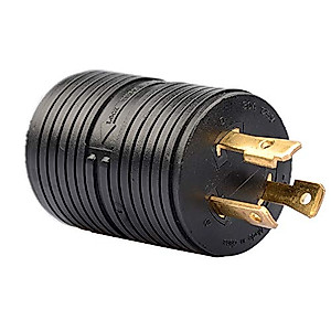 RVGUARD Generator Adapter Plug 3 Prong to 4 Prong, NEMA L5-30R to NEMA L14-30R Locking Adapter.