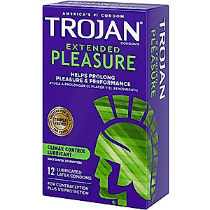Trojan Extended Pleasure Climax Control Lubricated Premium Latex Condoms 12.0 ea. (Quantity of 3)