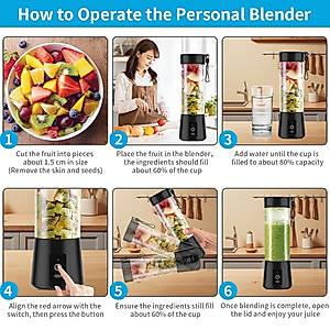 Lyrique Portable Blender: 400ml Personal Electric Blender for Shakes & Smoothies, USB-C Rechargeable, Sharp Stainless Steel Blades with Efficient Mixing Function (Black)