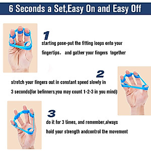 Hand Grip Strengthener, Finger Exerciser, Grip Strength Trainer (6 PCS),New Material,Forearm Grip Workout, Finger Stretcher, Relieve Wrist Pain, Carpal Tunnel, Trigger Finger, Mallet Finger and More.