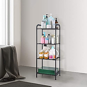 MAX Houser Storage Rack with Shelf,Industrial Style Extendable Plant Stand, Standing Shelf Units for Kitchen, Bathroom, Office,Living Room, Balcony, Kitchen (Charcoal Gray, 4 Tier)