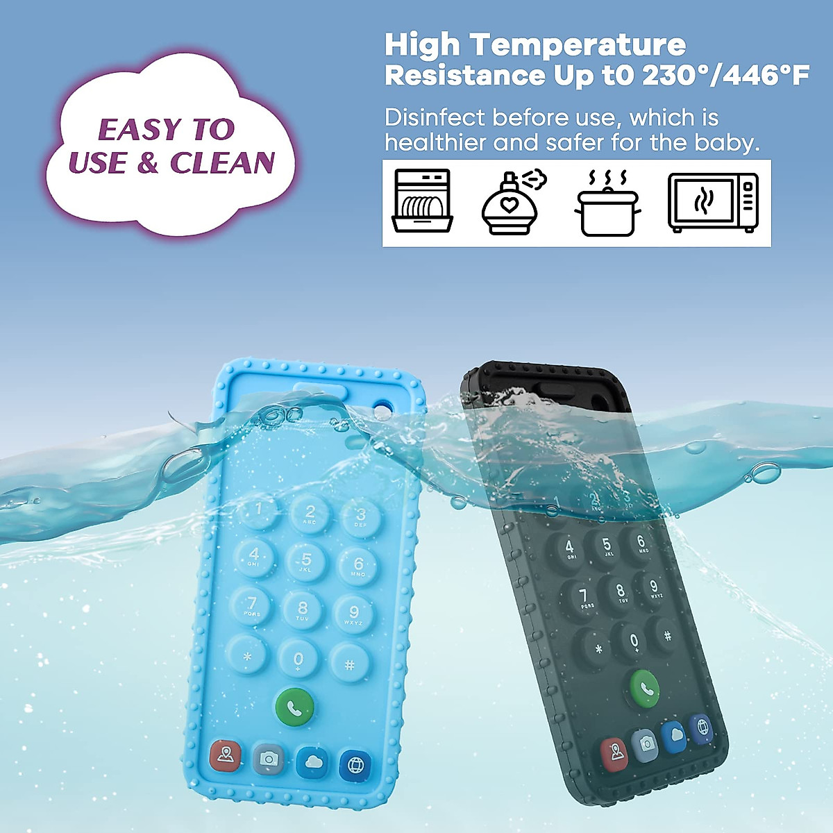 Baby Teething Toys, 2 Pack Teething Toys for Babies 0-6 Months 6-12 Months, Baby Teether Baby Toys 3-6 Months 6 to 12 Months, Cell Phone Baby Teether, Teethers for Babies 0-6 Months 6-12 Months