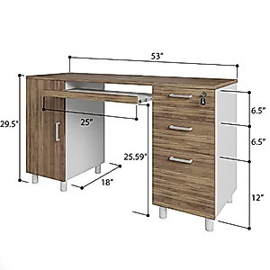Modern Design By Crafts & comfort Venice Computer Desk - Office Desk with 3 Drawers & CPU Storage Cabinet - Laptop Workstation with Keyboard Tray & Cable Hole - Home & Office Supplies -Cass/White