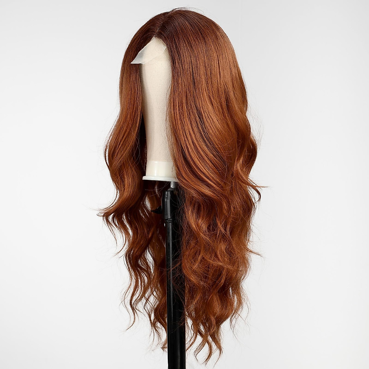 starluck Long Ombre Auburn Wavy Wig for Women 26 Inch Middle Part Curly Wig Natural Looking Synthetic Heat Resistant Fiber Wig for Daily Party Use