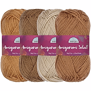 JubileeYarn Amigurumi Select Yarn - Baby Weight Acrylic - Shades of Brown - 4 Skeins