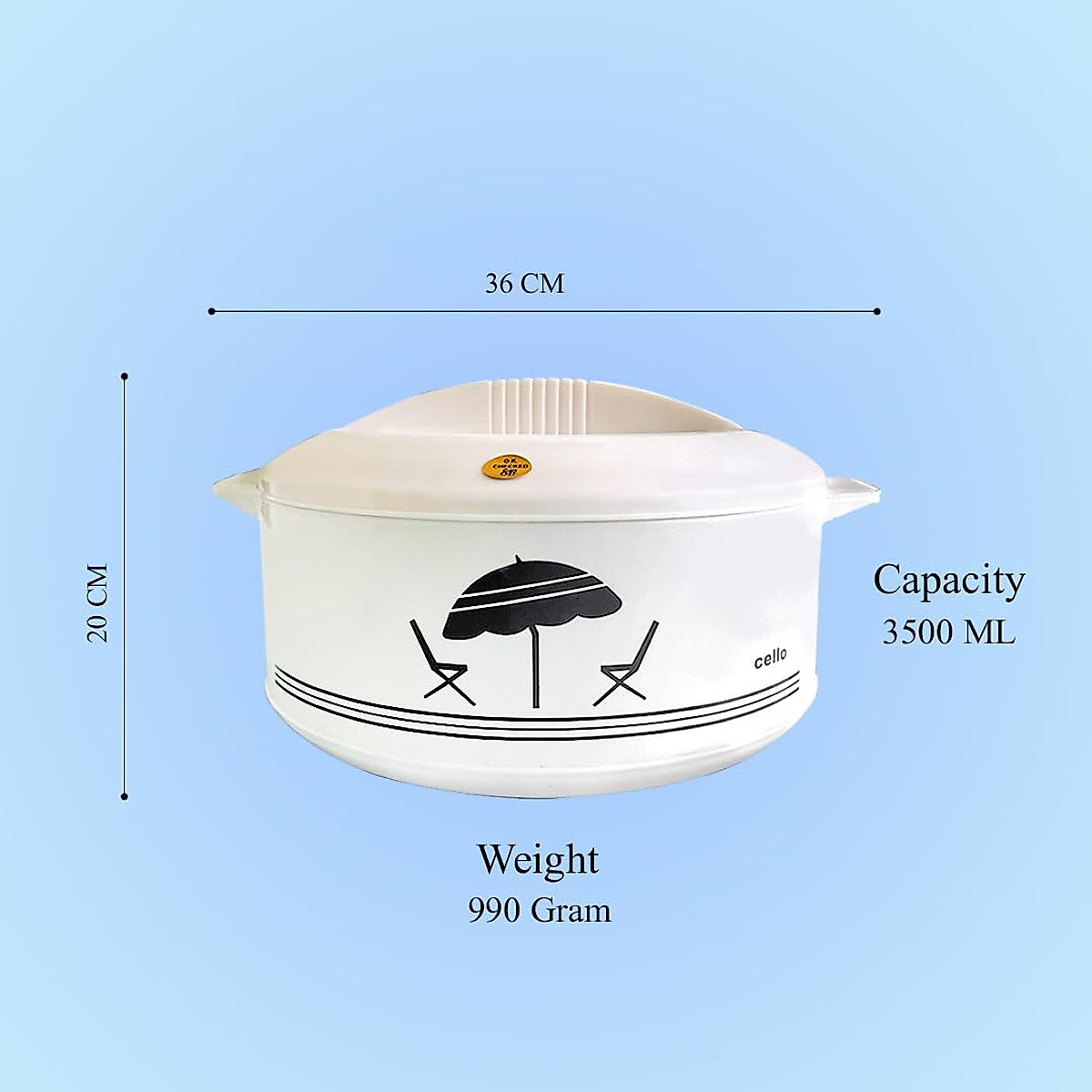 Cello Chef Deluxe Hot-Pot Insulated Casserole Food Warmer/Cooler, 3.5-Liter