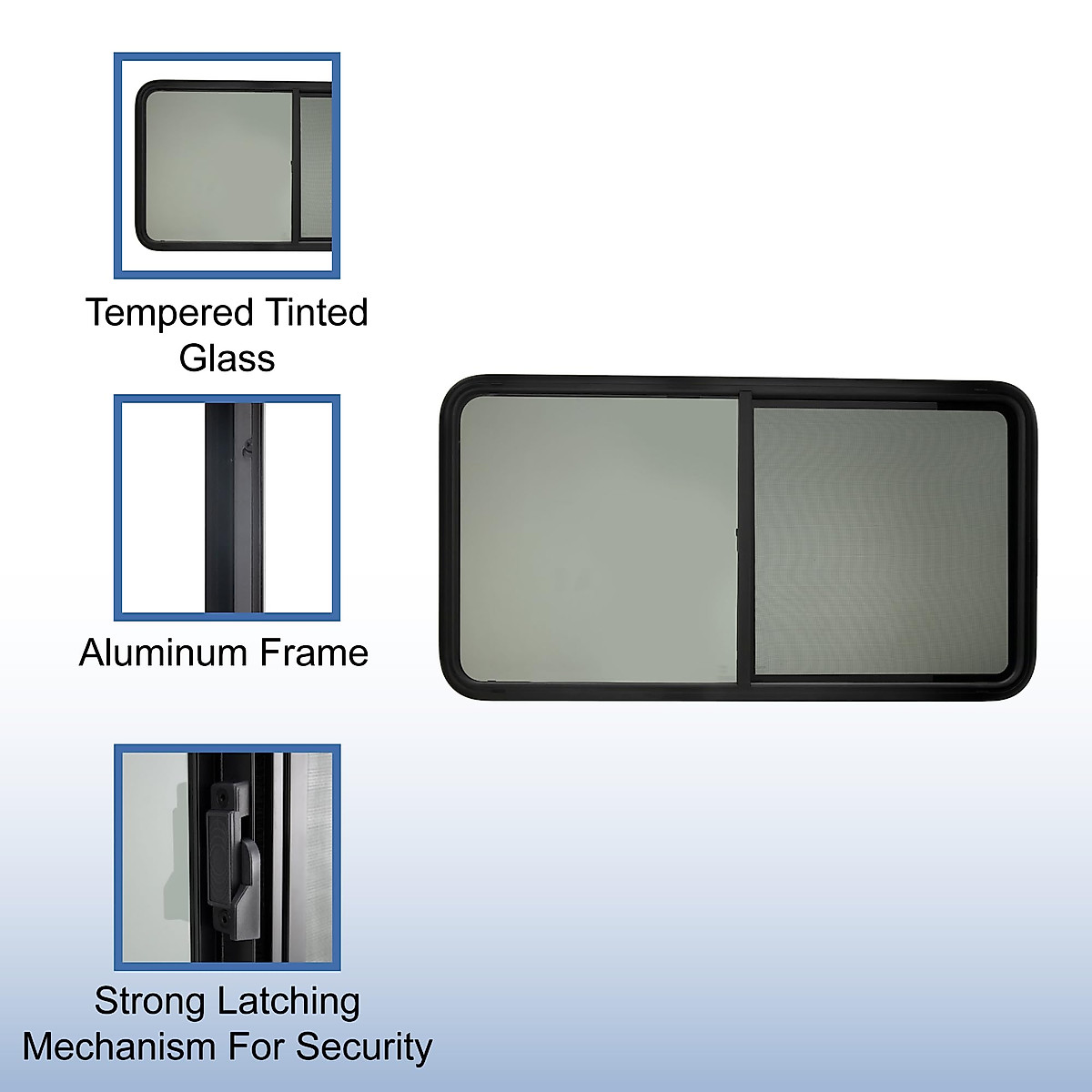 RecPro RV Window | 60" W x 30" H | Teardrop Horizontal Slide | RV Window Replacement | Optional 1 1/2" Trim (1 Window, with Trim) | Made in USA