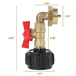 BouPower QCC1/Type1 Propane Refill Elbow Adapter with ON-Off Control Valve & 2pcs Refill 1 LB Propane Bottle Caps for Camping Grill 1lb Propane Gas Bottle Tank from 5-40LBS Cylinder