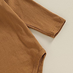 Baby Girls Thanksgiving Outfits Long Sleeve Newborn Romper and Suspender Plaid Skirt Set Infant Fall Winter Clothes (Brown, 3-6 Months)