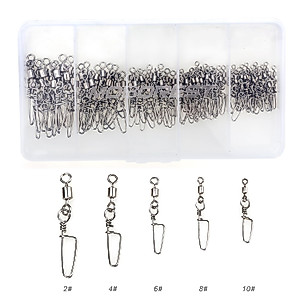 110PCS Stainless Steel Barrel Snap Swivel Fishing Accessories, Premium Fishing Gear Equipment with Ball Bearing Swivels Snaps Connector for Quick Connect Fishing Lures