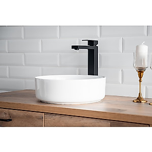 Lava Odoro Matte Black Vessel Sink Faucet, Tall Single Handle Bathroom Faucet Single Hole Bowl Sink Faucet Lavatory Vanity Faucet with Pop up Drain Assembly, BF307-MB-T