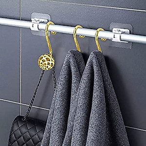 YJNSFT 12 Pcs Hollow Ball Shower Curtain Hooks, Rust Proof Chrome Rod Hooks Sets, Luxury Decorative Stainless Steel Shower Curtain Rings for Bathroom (Gold)