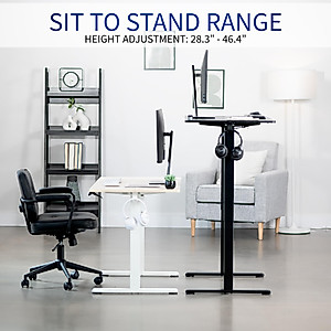 VIVO Electric Height Adjustable 44 x 24 inch Stand Up Desk, Standing Workstation with Memory Controller, Light Wood Top, White Frame, DESK-E144C