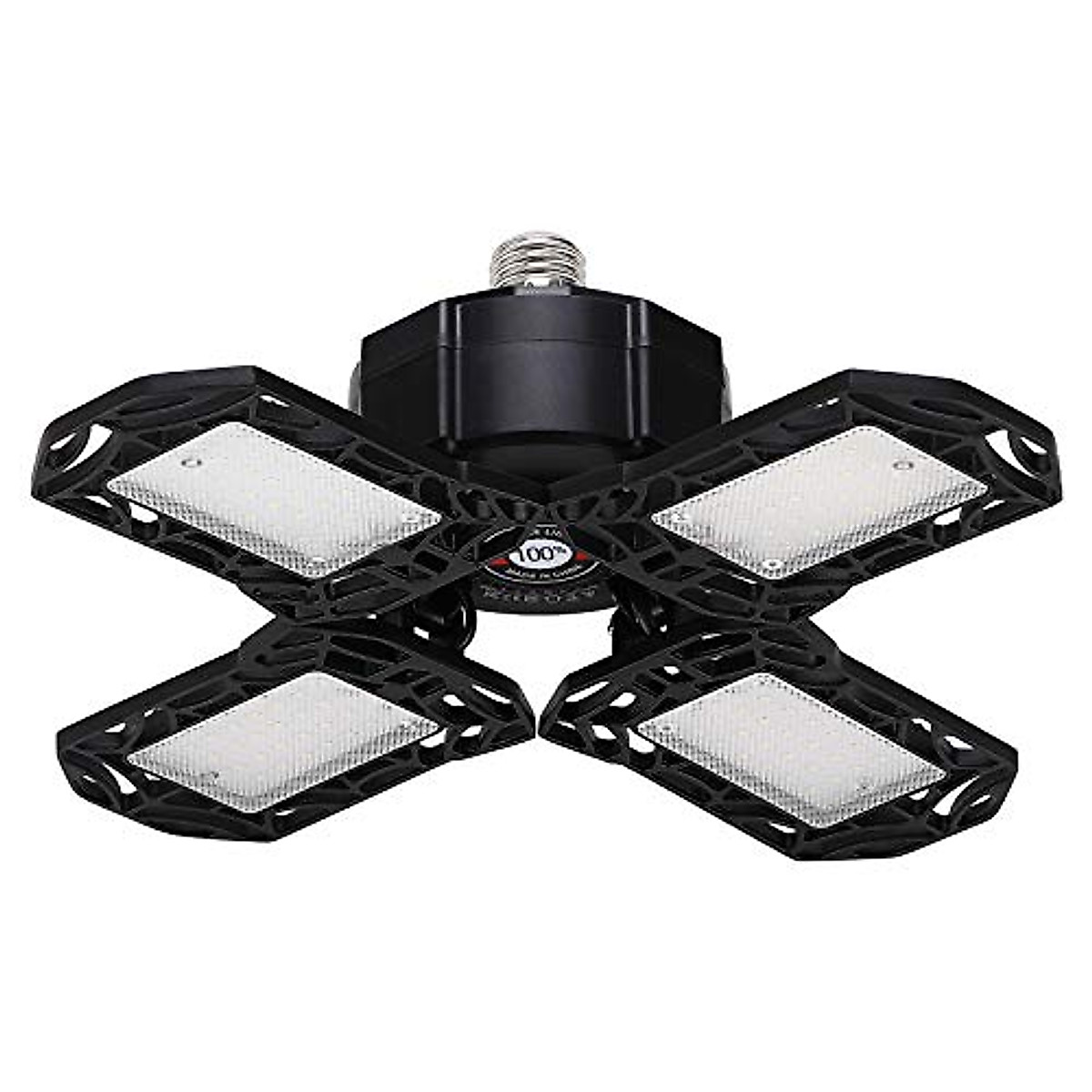 Garage Lights Ceiling LED, Deformable Garage LED Bulb Light 120W 12000 Lumen E26 with 4 Adjustable LED Panels for Shop Light Warehouse, Barn, Workshop and Yard (NO Motion Activated) (Aluminum(1 Pack))