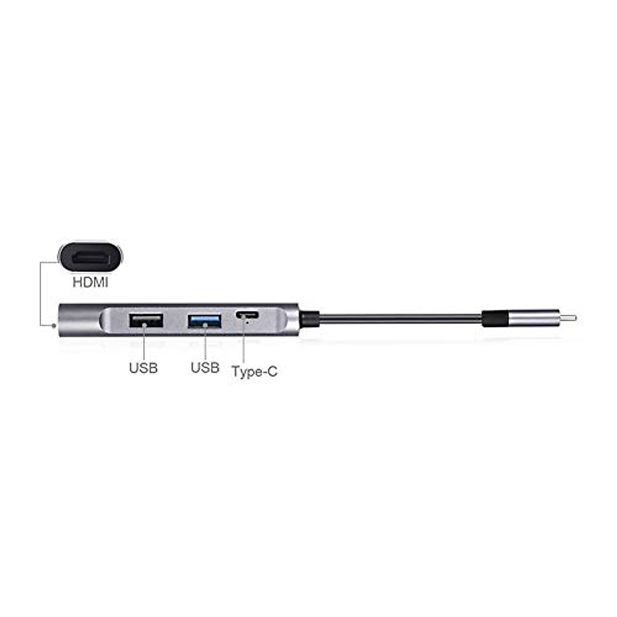 XUNMAIFHB Portable Docking Station,Type-c to HDMI Four-in-one Expansion Dock USB c hub HD Video HDMI USB-C to HDMI+Type-C+USB3.0+USB2.0 Fast Transmission
