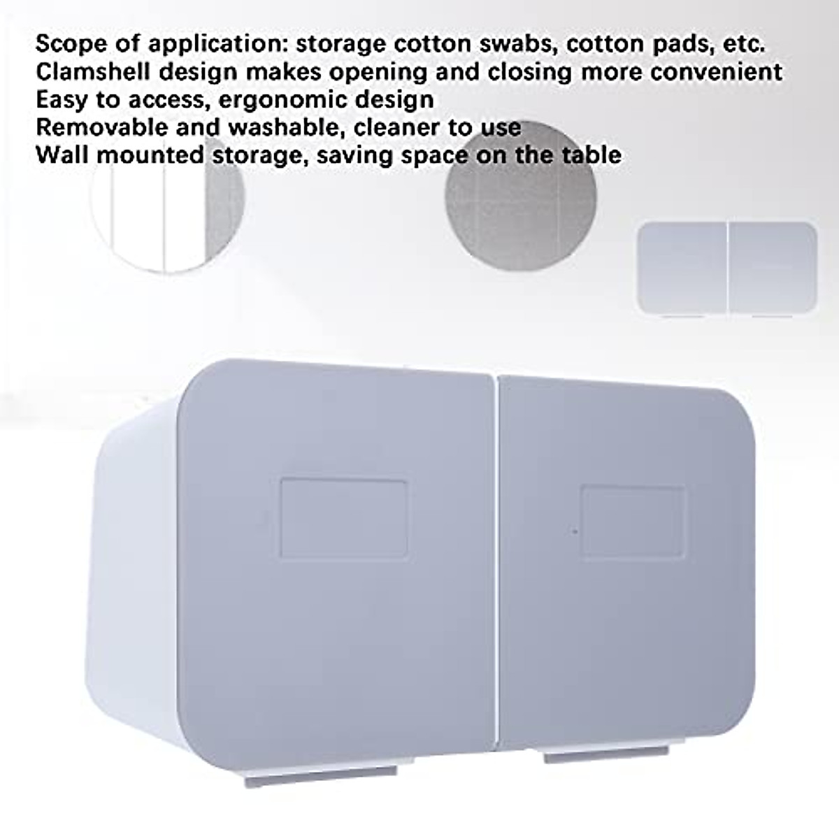 Pssopp Makeup Organizer, Wall Mounted Cotton Pads Dispenser Cosmetics Makeup Cotton Swab Holder for Bathroom Washroom White Gray Canisters