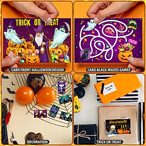 TOANWOD 48 PCS Halloween Party Favors Mini Fidget Pop Keychain: Halloween Toys Bulk Cheap - Trick or Treat Toys Non Candy - Goody Bag Stuffers for Kids Classroom School Prizes (24Keychains + 24Cards)