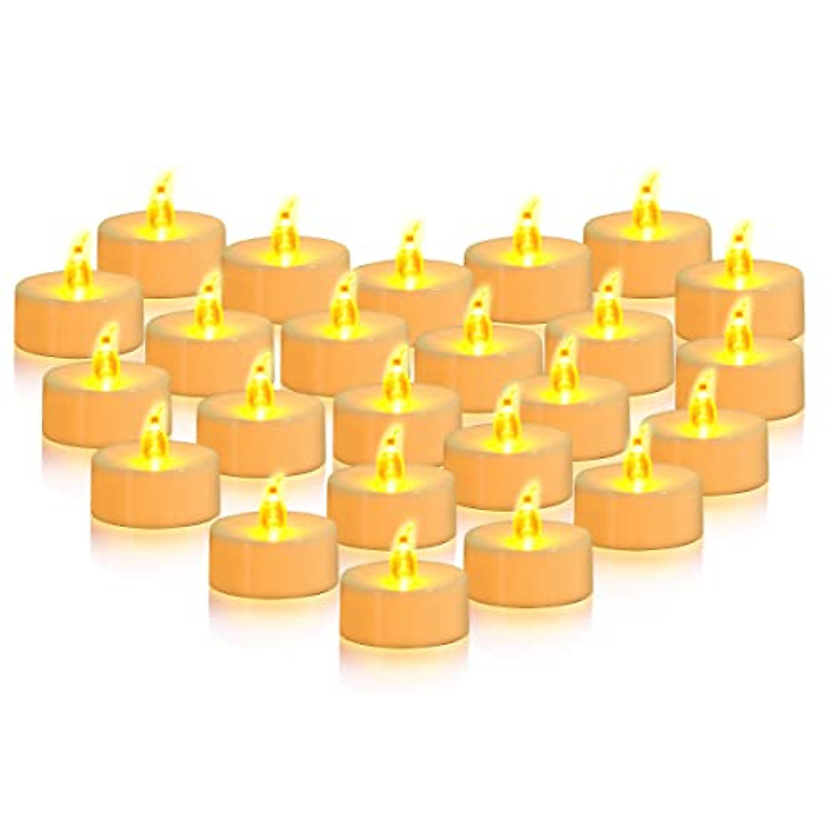 JOSU LED Tea Lights Candles [24 Pack] Flameless Candles, Realistic Battery Operated Candles, Flickering Bright Tealights with Warm Yellow Light for Party, Wedding, Valentine's Day