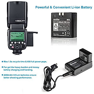 Godox V860II-S V860IIS Camera Flash Speedlite for Sony, 2.4G TTL Sony Flash Speedlight GN60 1/8000s HSS, Rechargable Li-ion Battery, 650 Full Power Flashes, Compatible for Sony DSLR Cameras