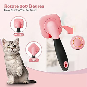 Slicker Brush, PETPAWJOY Dog Brush Gently Cleaning Pin Brush for Shedding Dog Hair Brush for Small Dogs Puppy Yorkie Poodle Rabbits Cats-Pink