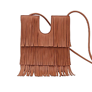 Quniko Cowgirl Crossbody Bag Fringe Messenger Bag Purse for Women Girls, Brown