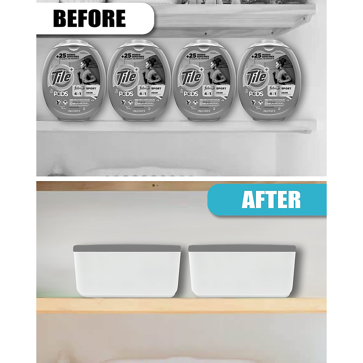 Skywin Laundry Pod Slide Lid Container - Laundry Room Storage for Detergent Pods, Great for Dishwasher Pods